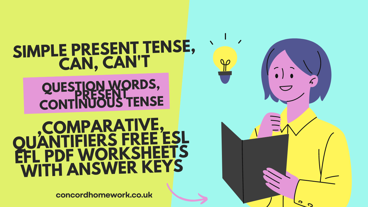 Simple Present Tense, Can, Can't, Question Words, Present Continuous ...