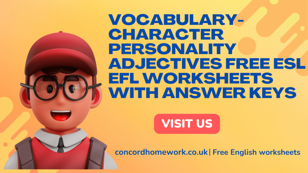 Character and Personality Adjectives free ESL EFL worksheets with ...