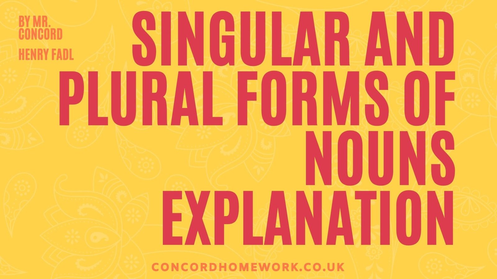 Singular and plural forms of nouns explanation |ConcordHomework